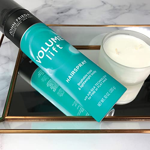 John Frieda Volume Lift Hairspray, Volumizing Hairspray with Air-Silk Technology for Fine or Flat Hair, Adds Body, Long-Lasting Hold, and Fullness for Fine, Thin Hair, 10 Oz