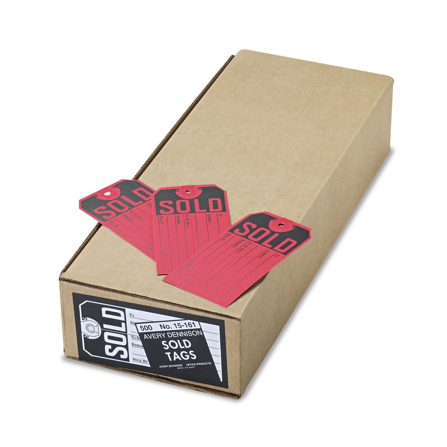 Avery 15161 Sold Tags, Paper, 4 3/4 x 2 3/8, Red/Black (Box of 500)