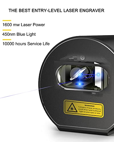 LaserPecker 1 Laser Engraver, Mini Engraving Machine Portable Laser Etcher, Compressed Spot High Precision Grabadora Laser with Laser Safety Glasses - Black