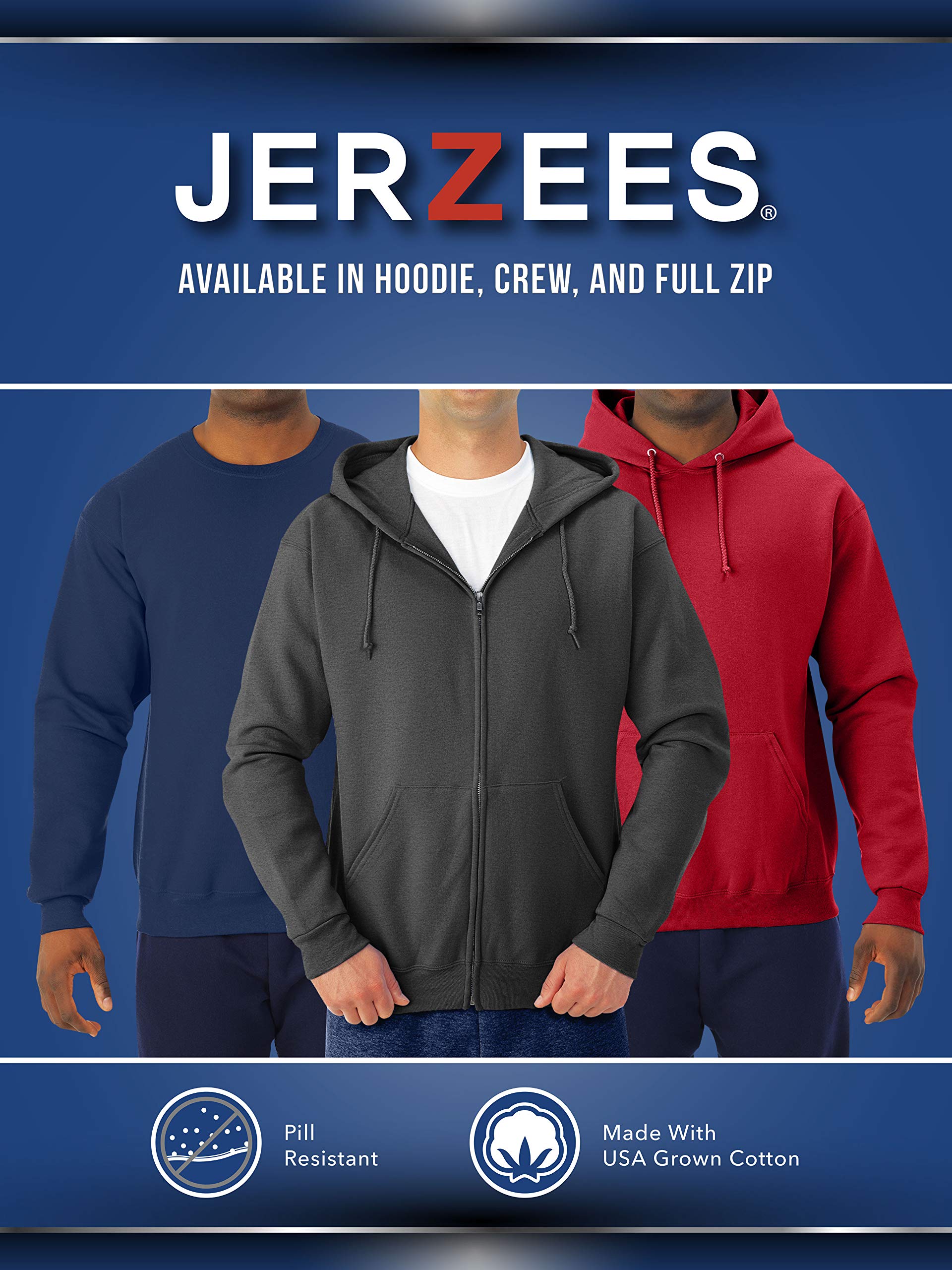 Jerzees --Men's NuBlend Fleece Sweatshirts, Hoodie-Heather Grey, Large