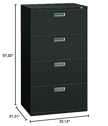 Hon 4-Drawer Lateral File Cabinet with Lock, 30 by 19-1/4 by 53-1/4-Inch, Charcoal
