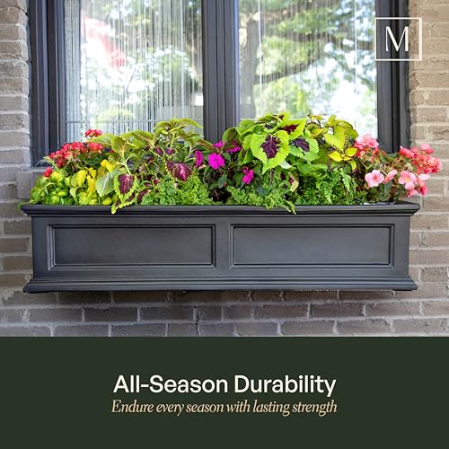 Mayne Fairfield 5-Foot Window Box – Self-Watering, Weather-Resistant Planter for Flowers – Durable Design for Outdoor Use, Perfect for Windows, Railings, or Fences