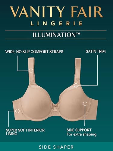 Vanity Fair Women's Plus Size Illumination Full Figure Zoned-in Support Bra, Lightly Lined Cups up to DD, Underwire-Beige, 38C