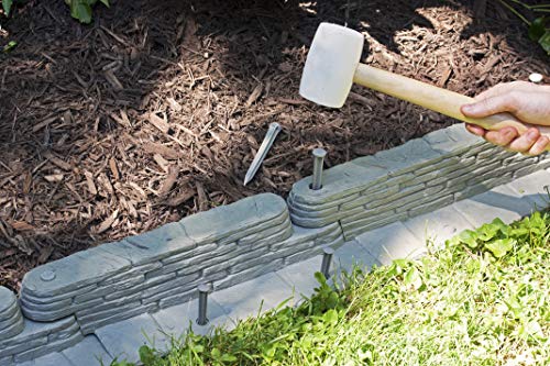 Emsco Group 2032HD Bedrocks Trim-Free Gray, 20 Feet β Natural Stacked Slate Design Garden Lawn Edging