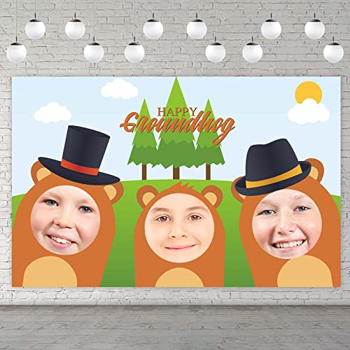 Happy Groundhog Day Banner Cute Animals Theme Pretend Play Party Game Decor Decorations for Season Forecast 1st Birthday Party Spring February 2nd Holidays Festival Groundhog Day Supplies Background