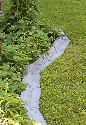 Emsco Group 2032HD Bedrocks Trim-Free Gray, 20 Feet β Natural Stacked Slate Design Garden Lawn Edging