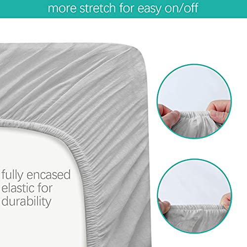 100% Organic Cotton Pack N Play Sheets, 2 Pack Portable Playard / Mini Crib Mattress Sheets, Ultra Soft, Grey & Navy, Pre-Shrink