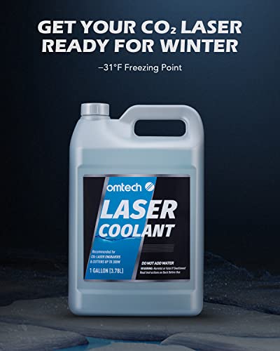 OMTech CO2 Laser Coolant Non Conductive Liquid Cooler Heat Transfer Fluid for Laser Engraver Water Chiller, Prediluted Antifreeze Coolant for Laser Tubes, 1 gal Blue Transparent Water Cooling Solution