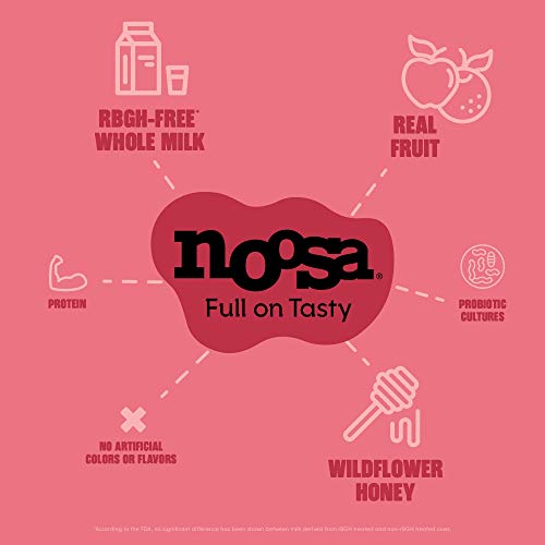 noosa Yoghurt, Strawberry Rhubarb, 8oz, Probiotic, Whole Milk Yogurt, Real Strawberries, Rhubarb, No Artificial Ingredients, Gluten Free