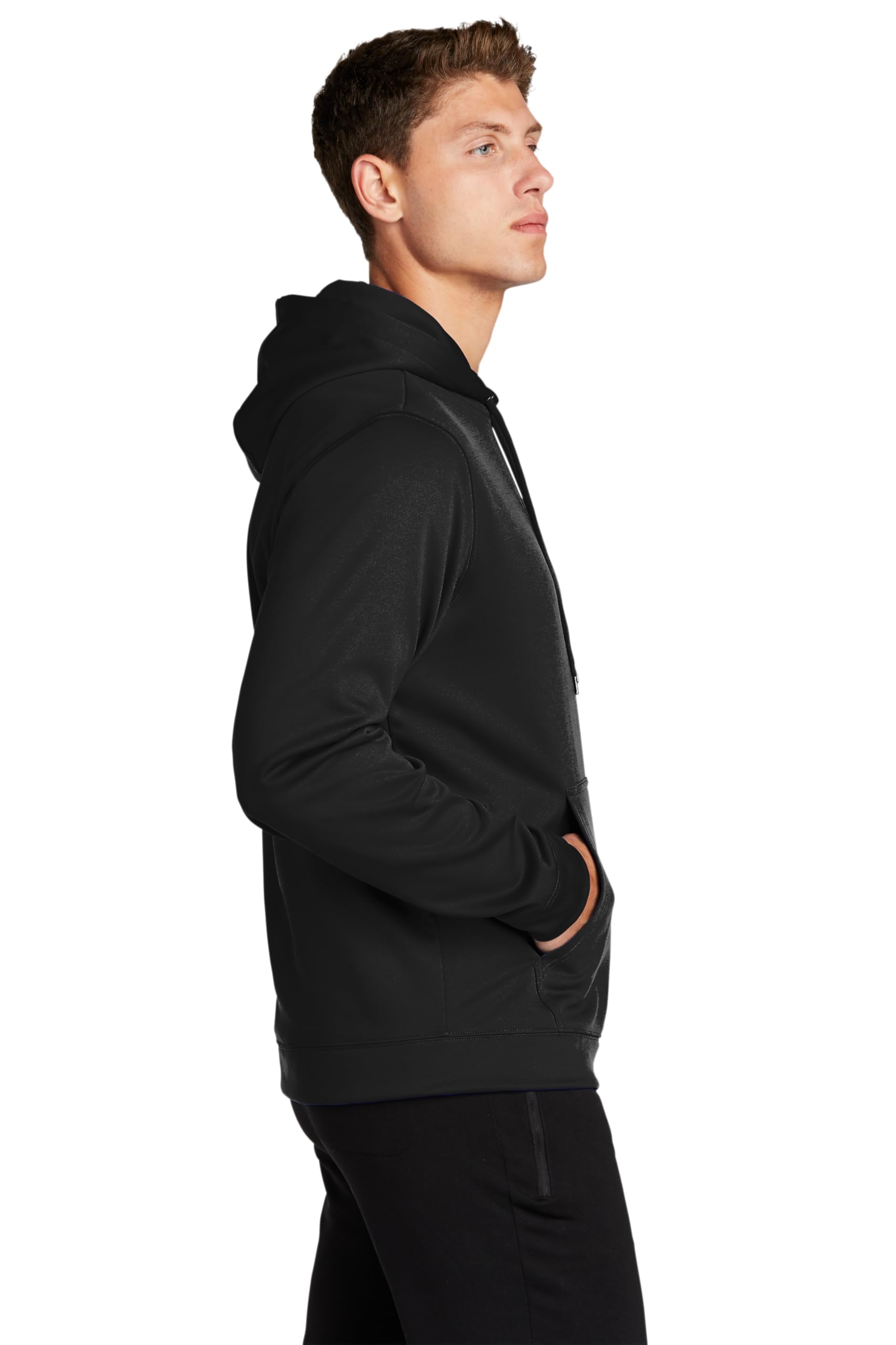 SPORT-TEK Sport-Wick Fleece Hooded Pullover F244, Black, X-Large