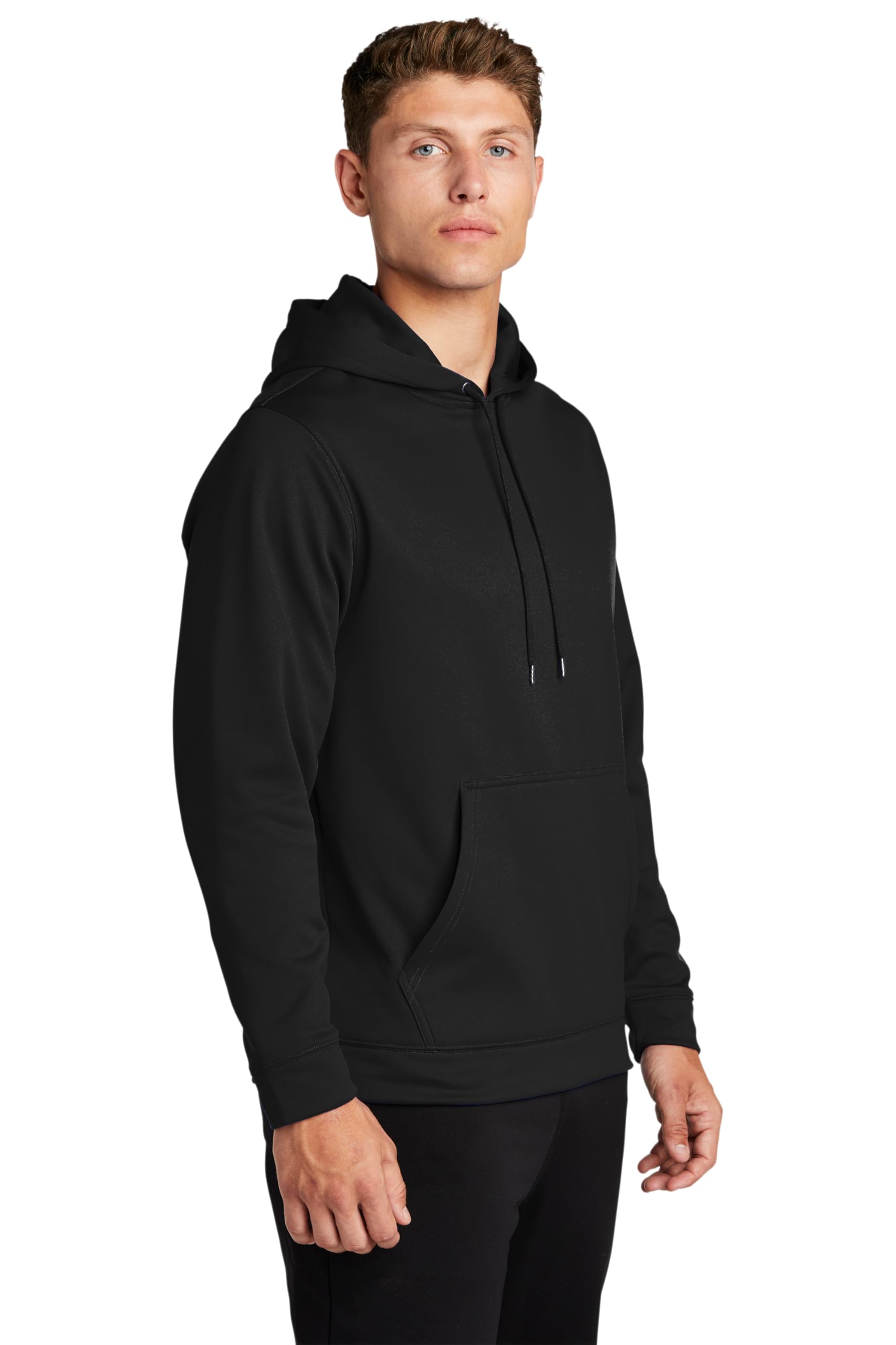 SPORT-TEK Sport-Wick Fleece Hooded Pullover F244, Black, X-Large