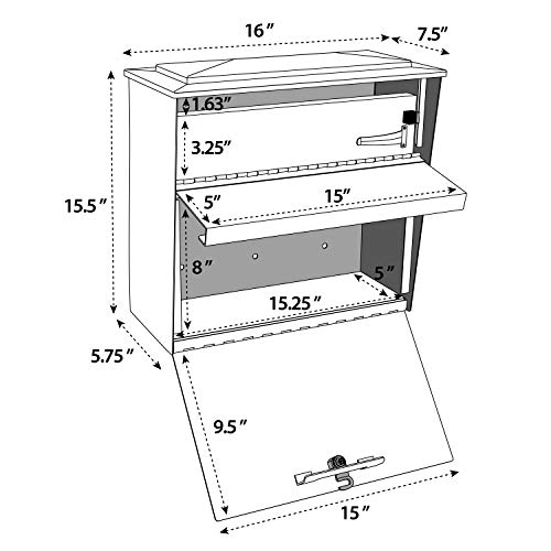 Mail Boss 7175 Townhouse Locking Security Wall Mount Mailbox, Galaxy,Medium