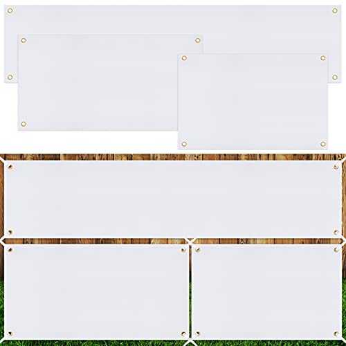 3 Pieces Blank Banners Large Signs 2 x 4 Ft 2 x 6 Ft 1.6 x 9.8 Ft Polyester Oxford Cloth Banner DIY White Blank Banner with Hanging Rope for Indoor Wall Outdoor Party Business Office, Easy Hanging