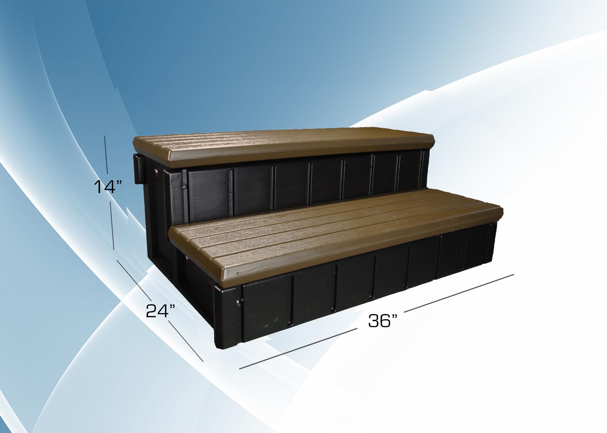 Confer Plastics Two Tier 36" Wide Deluxe Hot Tub Step. Non-Skid Spa Steps, Easy Installation, Sturdy, Long Lasting Upgrade to Your Space. Proudly Made in USA. - Portabello