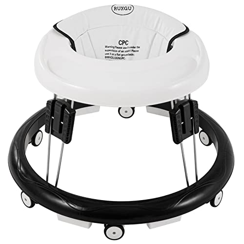 DaGiBayCn Foldable Baby Walker with Safety Slider , The Oldschool Round Shape Baby Walker, Suitable for All terrains, Babies (6-18 Months) (White)