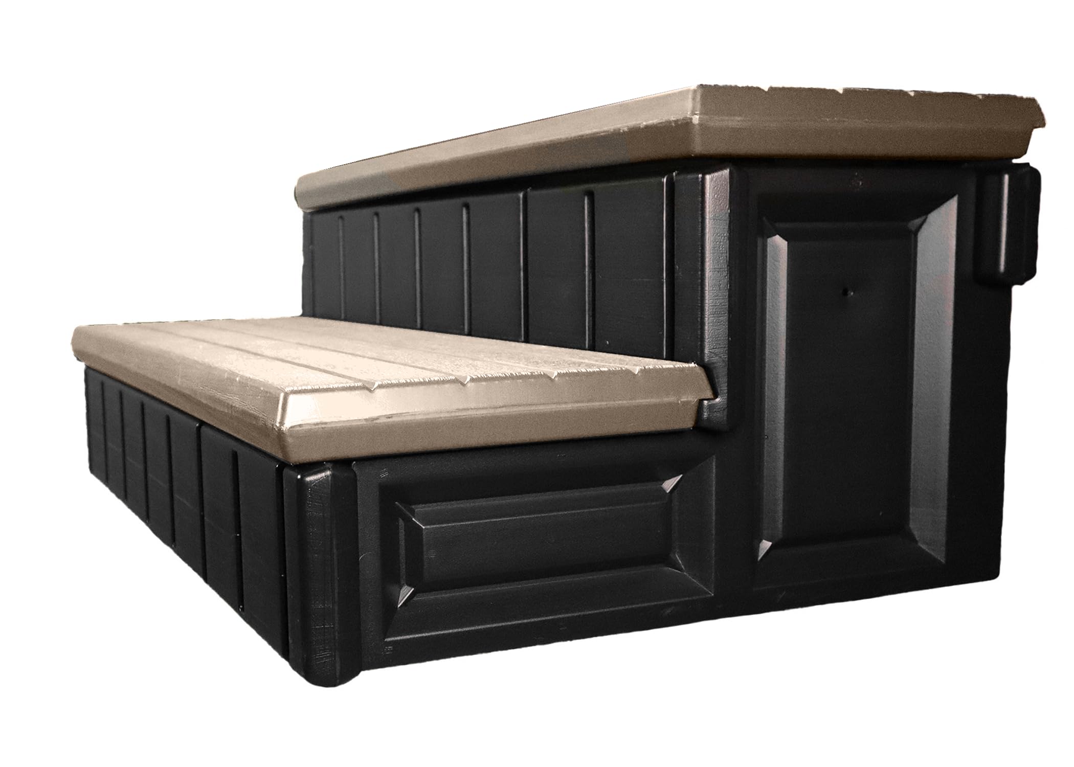 Confer Plastics Two Tier 36" Wide Deluxe Hot Tub Step. Non-Skid Spa Steps, Easy Installation, Sturdy, Long Lasting Upgrade to Your Space. Proudly Made in USA. - Portabello