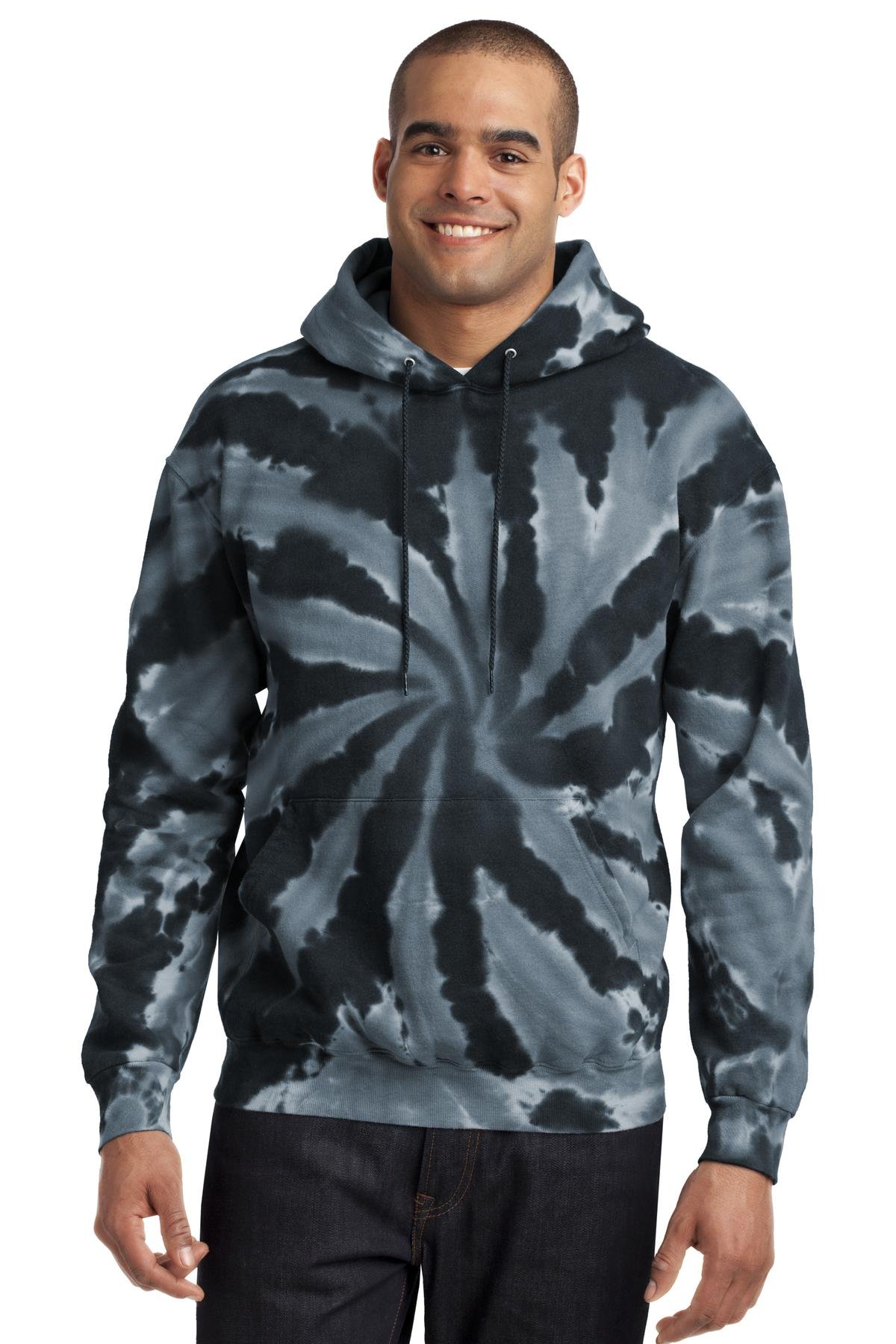 Port & Company Men's Essential Tie Dye Pullover Hooded Sweatshirt 4XL Black