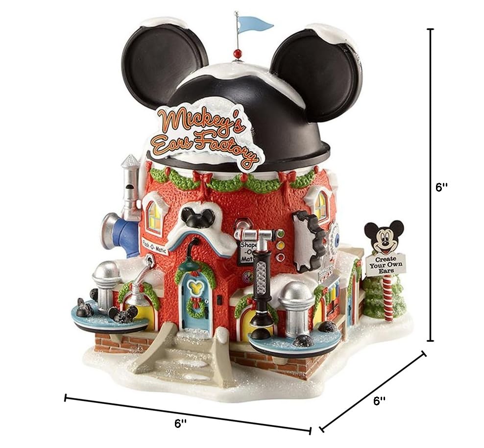 Department 56 North Pole Village Mickey's Ear Factory Miniature Lit Building 6.69 Inch