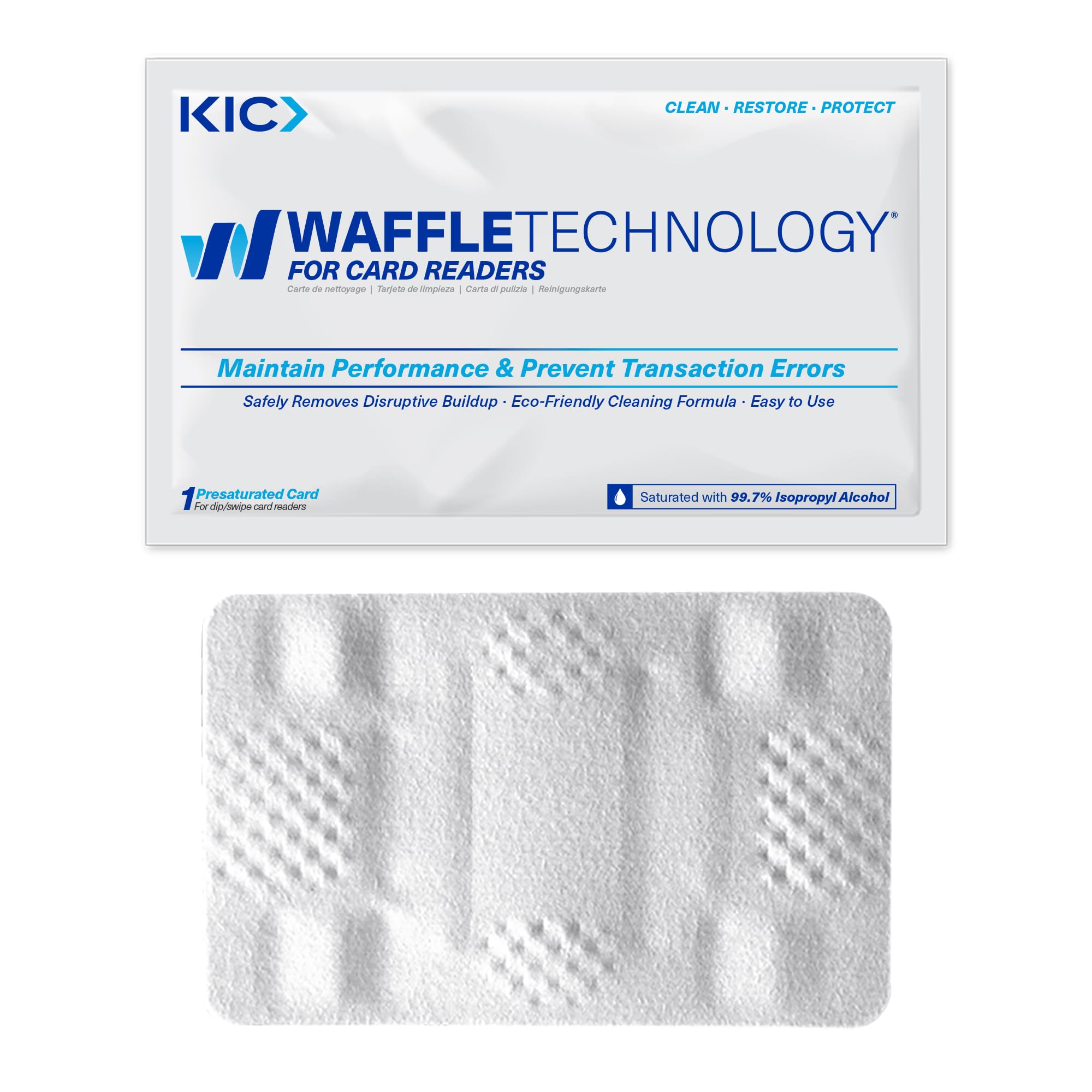 KICTeam - Waffletechnology® Cleaning Cards for Card Reader Payment Machines (40 Cards) - Presaturated with Quick Drying Solution