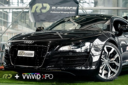 VViViD Black High Gloss Realistic Paint-Like Microfinish Vinyl Wrap Roll XPO Air Release Technology (1ft x 5ft)