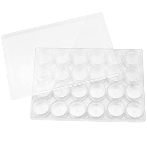 SEUNMUK 4 Sets 24 Grids Embroidery Diamond Storage Box, Clear Plastic Bead Storage Containers, Diamond Painting Storage Containers for DIY Art Crafts Diamond Bead Nail