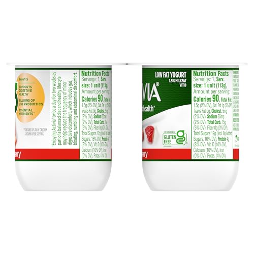 ACTIVIA Probiotic Low fat Yogurt, Strawberry, Non-GMO Project Verified, Multi Pack, 4 Oz, 4 Count