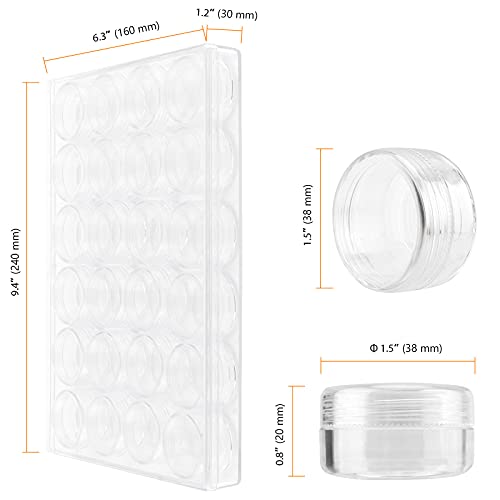 SEUNMUK 4 Sets 24 Grids Embroidery Diamond Storage Box, Clear Plastic Bead Storage Containers, Diamond Painting Storage Containers for DIY Art Crafts Diamond Bead Nail