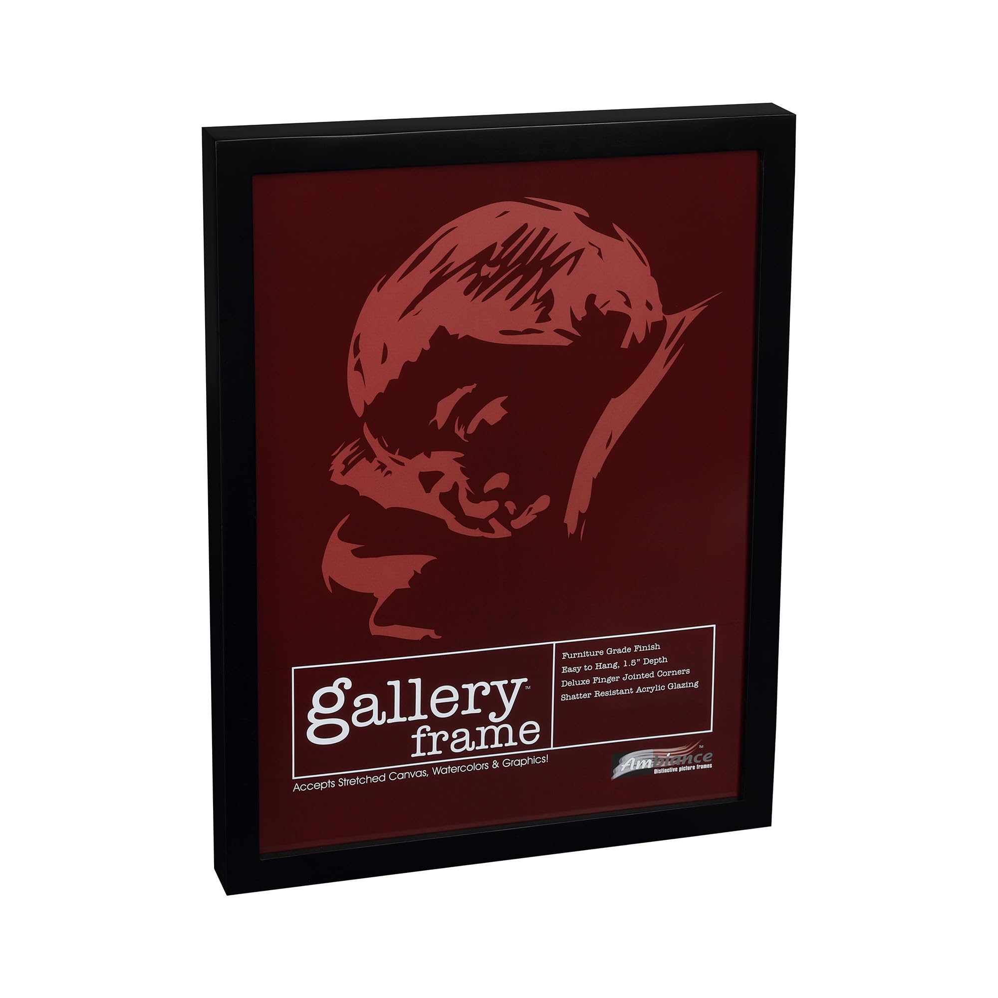Ambiance Gallery Wood 1.5" Deep Picture Frames - 16x20" Black Wood Frame, Shatter-Resistant Acrylic Glazing & MDF Backing, Horizontal or Vertical Wall Wall Display