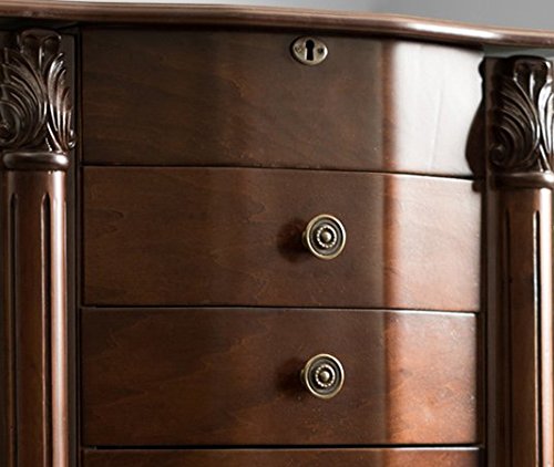Hives and Honey Annette Standing Jewelry Armoire, Locking Jewelry Cabinet, 7 Drawers, Necklace Hooks, Mirror, Secure Storage, Dual-Sided Doors, Handcrafted Antique Finish, Elegant Organizer, Walnut
