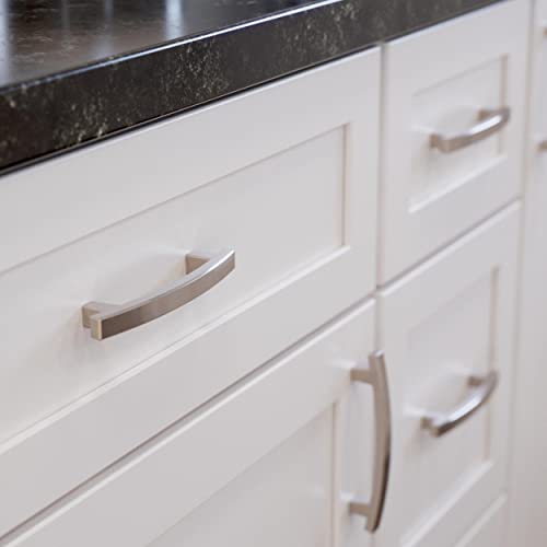 Franklin Brass Pierce (10-Pack) Cabinet Handles 4' Hole Center Brushed Nickel Kitchen Drawer Pulls Dresser, Furniture Hardware P29615K-SN-B