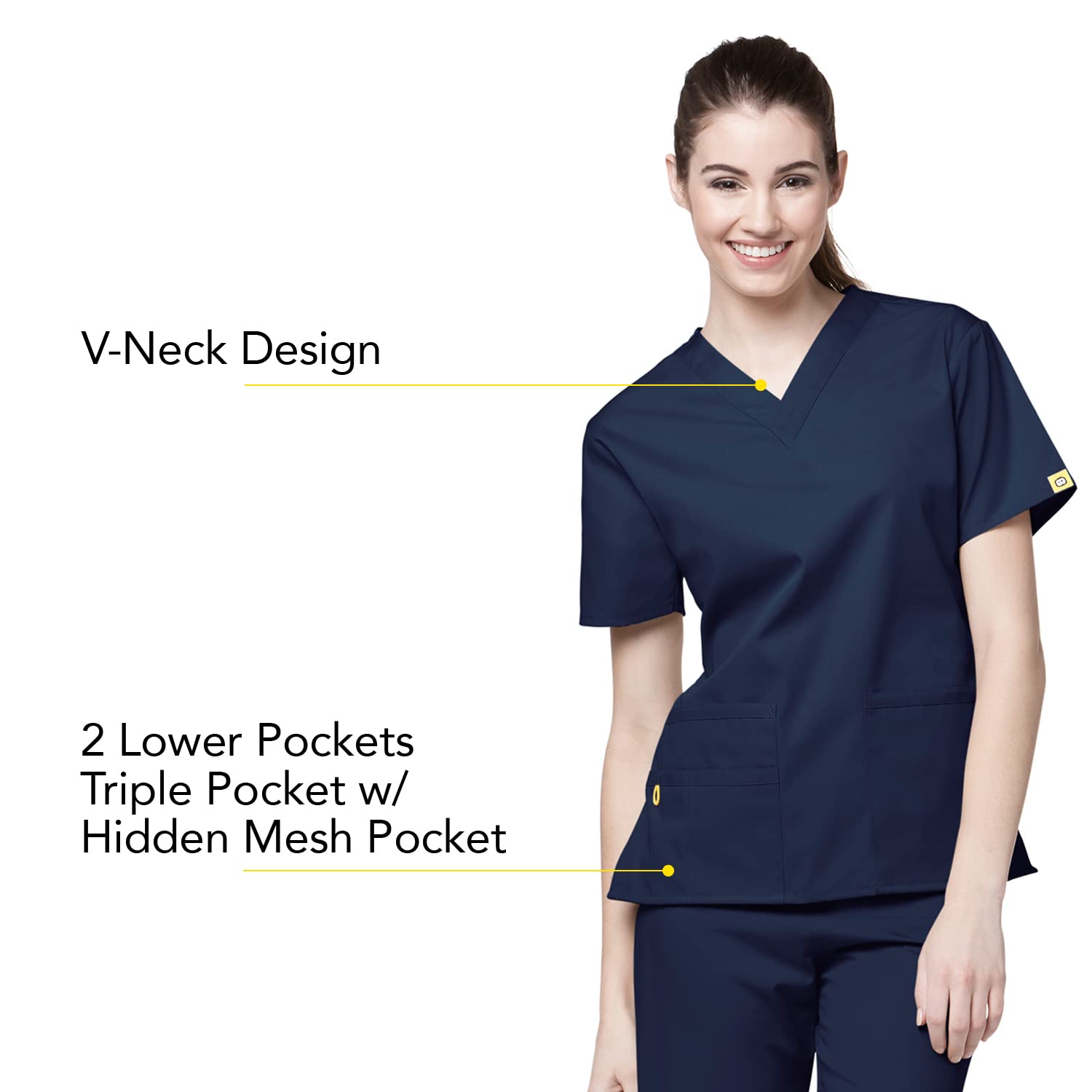 WonderWink Origins Women’s Bravo V-Neck Scrub Top - Navy, Small