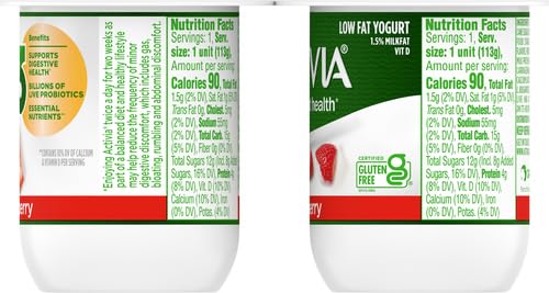 ACTIVIA Probiotic Low fat Yogurt, Strawberry, Non-GMO Project Verified, Multi Pack, 4 Oz, 4 Count