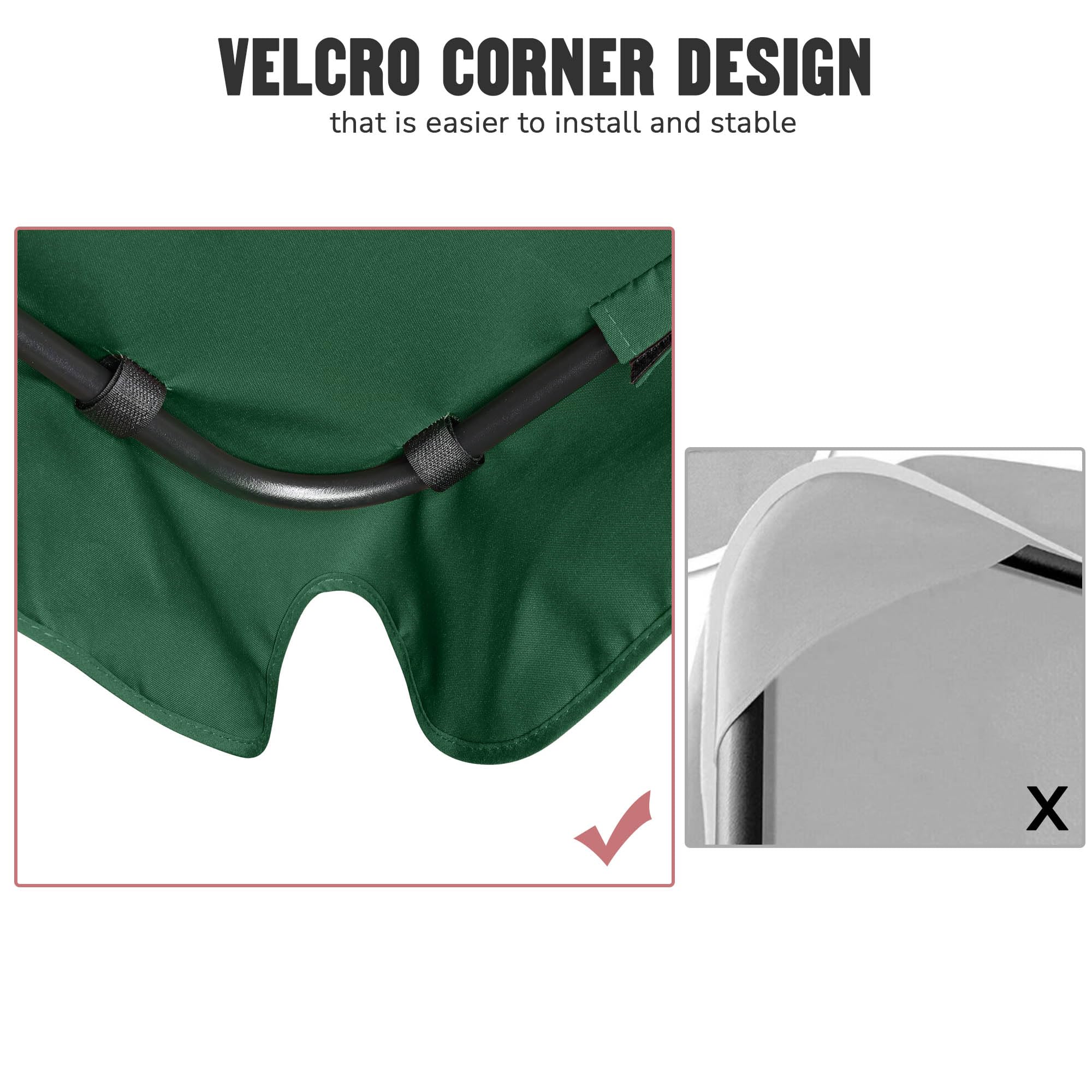 Yescom 64"x47" Deluxe Outdoor Swing Canopy Replacement UV30+ 180gsm Porch Top Cover for Patio Yard Seat Green