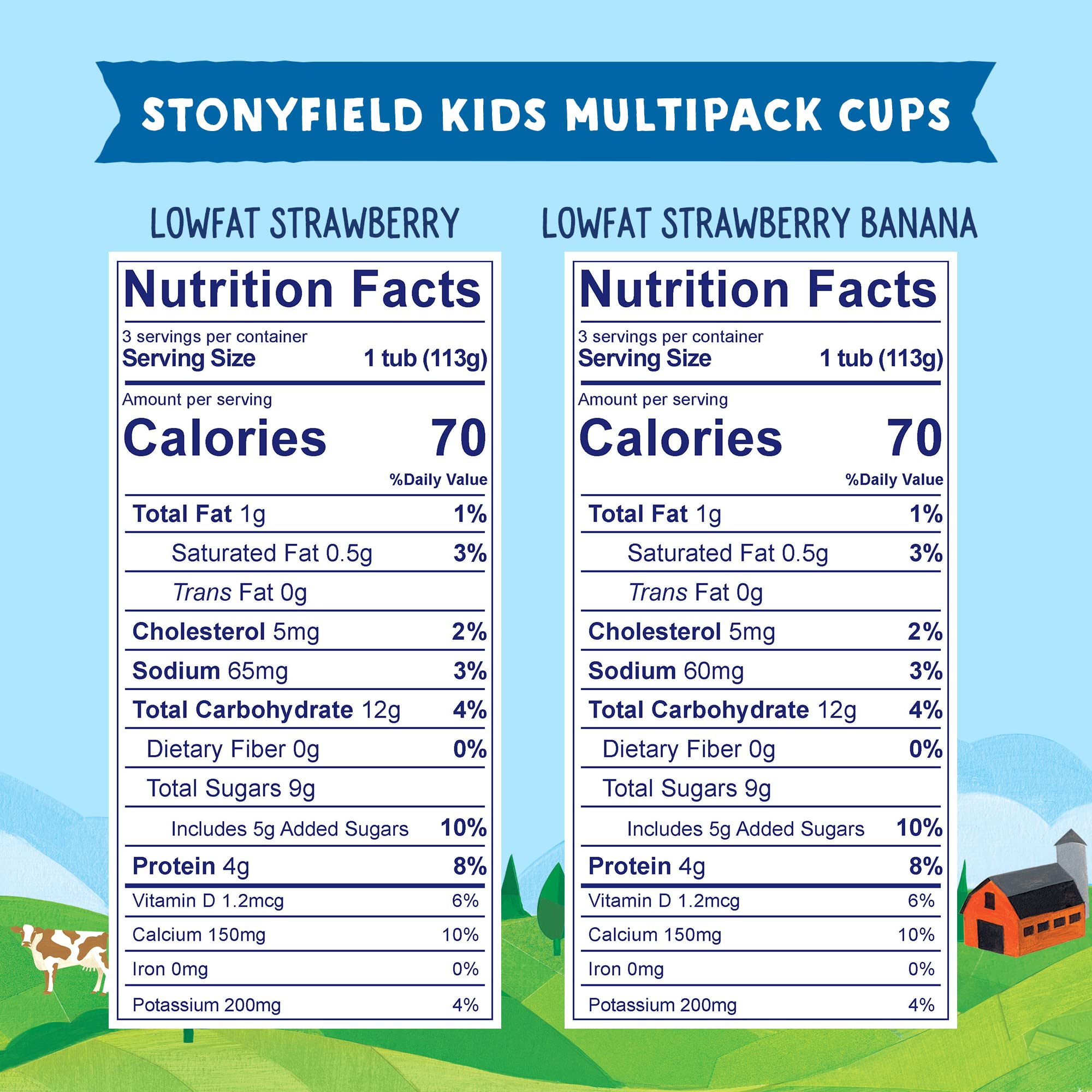 Stonyfield Organic Kids Strawberry & Strawberry Banana Lowfat Yogurt Cups Variety Pack, 4 oz. Each, 6 Ct