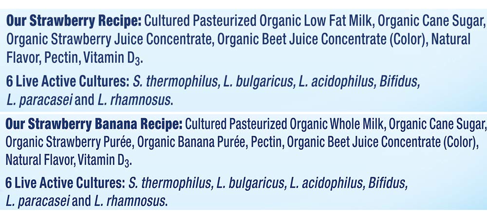 Stonyfield Organic Kids Strawberry & Strawberry Banana Lowfat Yogurt Cups Variety Pack, 4 oz. Each, 6 Ct