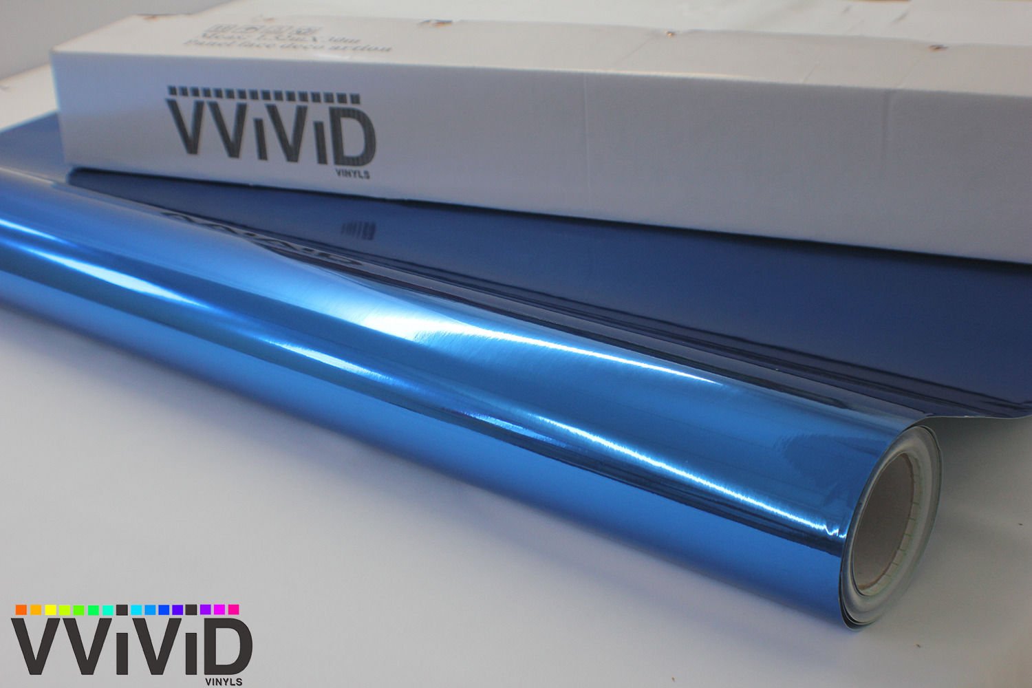 VViViD Blue Mirror Chrome Cast Vinyl Wrap Self-Adhesive Film Decal Air-Release Bubble and Air-Free 3MIL-VViViD8 (1ft x 5ft)
