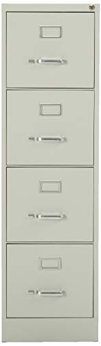 Lorell 4-Drawer Vertical File with Lock, 15 by 26-1/2 by 52-Inch, Light Gray