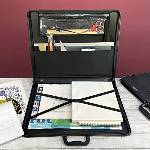 Speedball Universal Heavy Duty Art Portfolio Carrying Case with Handles for Storing and Transporting Artwork, Sketch, Drawing and Canvas, Black, 20 x 26 Inches