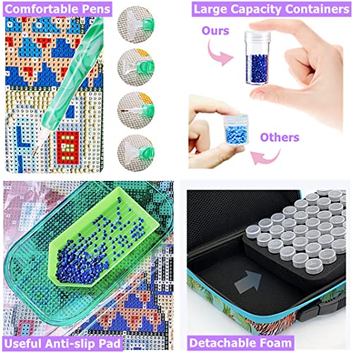 Melody Life 2022 New Diamond Painting Storage Containers 60 Slots Big Capacity Accessories 5D Tools DIY Art Craft Jewelry Beads Rhinestones Organizer Box (Tiger, Slot)
