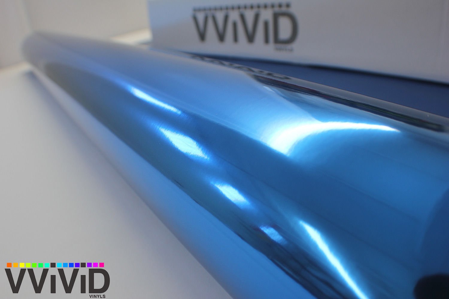 VViViD Blue Mirror Chrome Cast Vinyl Wrap Self-Adhesive Film Decal Air-Release Bubble and Air-Free 3MIL-VViViD8 (1ft x 5ft)