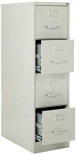 Lorell 4-Drawer Vertical File with Lock, 15 by 26-1/2 by 52-Inch, Light Gray