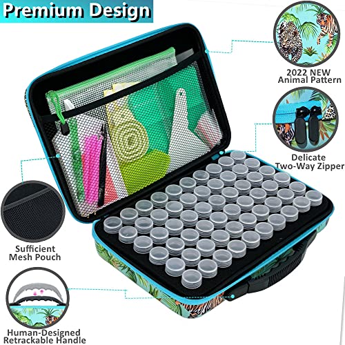 Melody Life 2022 New Diamond Painting Storage Containers 60 Slots Big Capacity Accessories 5D Tools DIY Art Craft Jewelry Beads Rhinestones Organizer Box (Tiger, Slot)