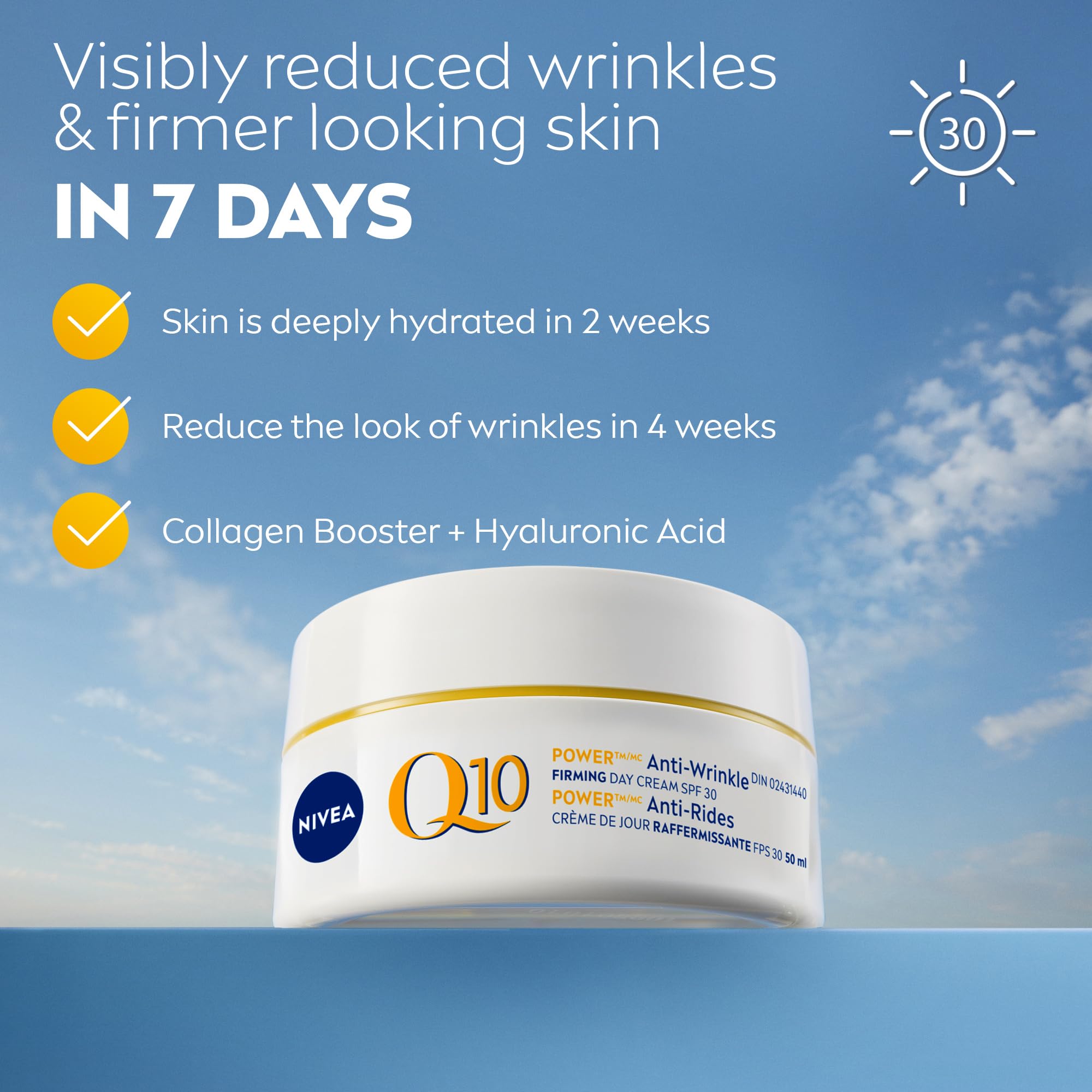 NIVEA Q10 Plus ANTI-WRINKLE with SPF 30 Day Care Cream 50 ml size (1.69 oz)