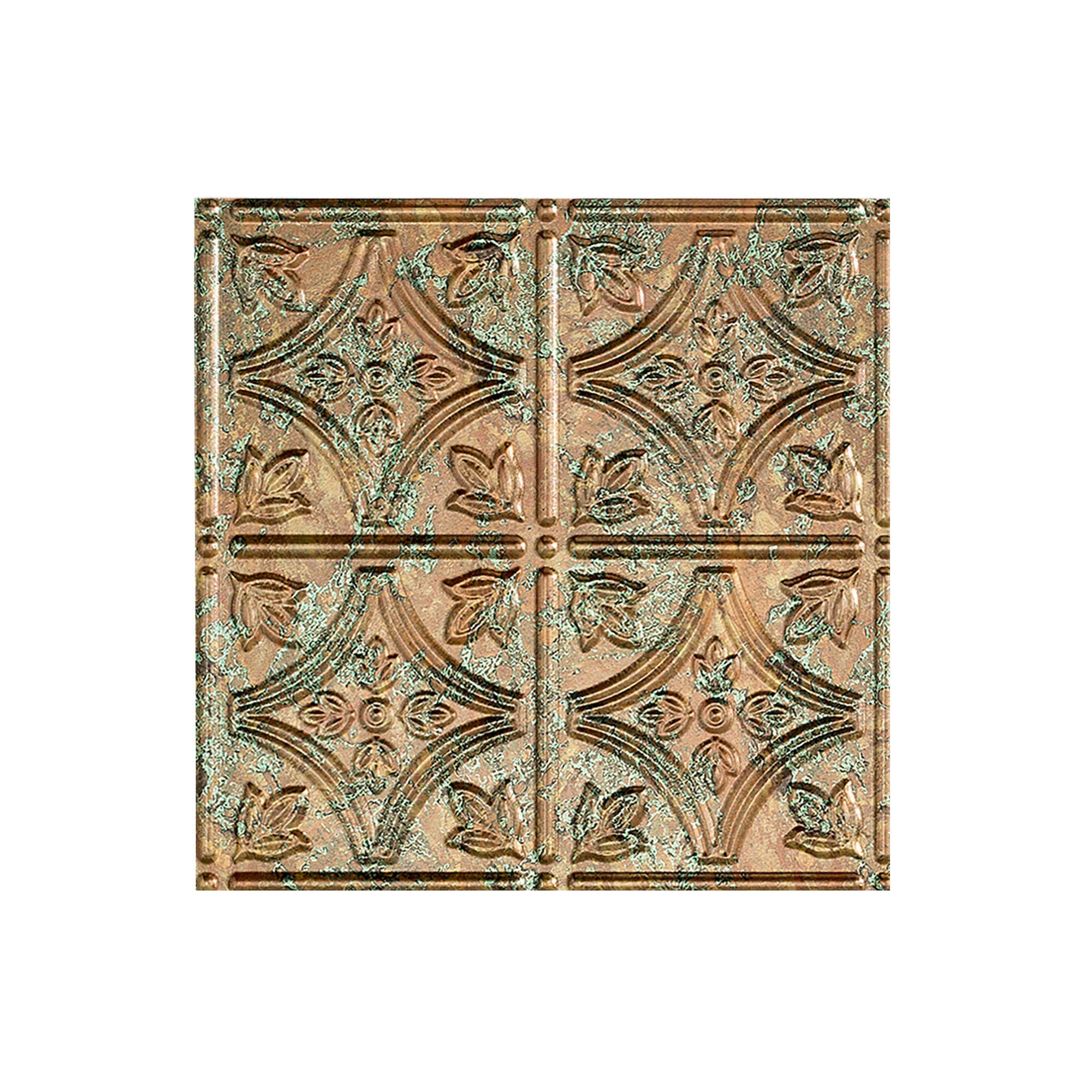 FASÄDE Traditional Style/Pattern 1 Decorative Vinyl Glue Up Ceiling Panel in Copper Fantasy (12X12 Inch Sample)