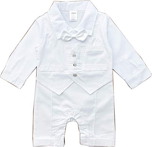 Zevany White Baby Boy Blessing Suit Outfit, Long-Sleeve (0-3M)