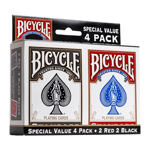 Bicycle Standard Index (Black/Red), Pack of 4
