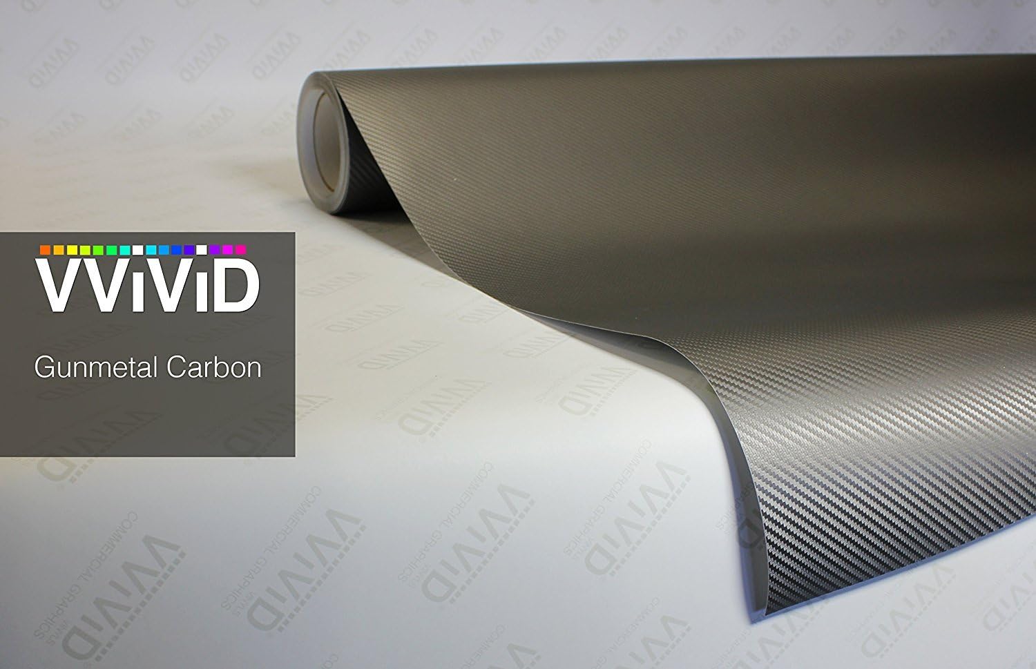 VViViD XPO Gunmetal Grey Carbon Fiber 5 Feet x 1 Foot Car Wrap Vinyl Roll with Air Release Technology