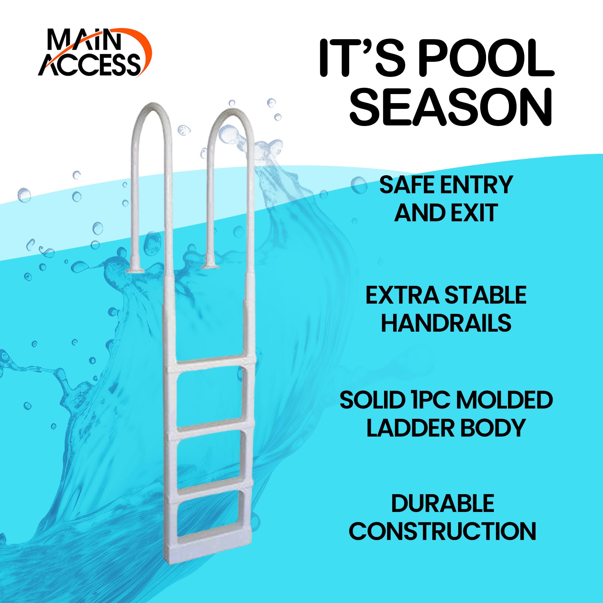 Main Access 200300 ProSeries Above Ground Pool Step Ladder, White