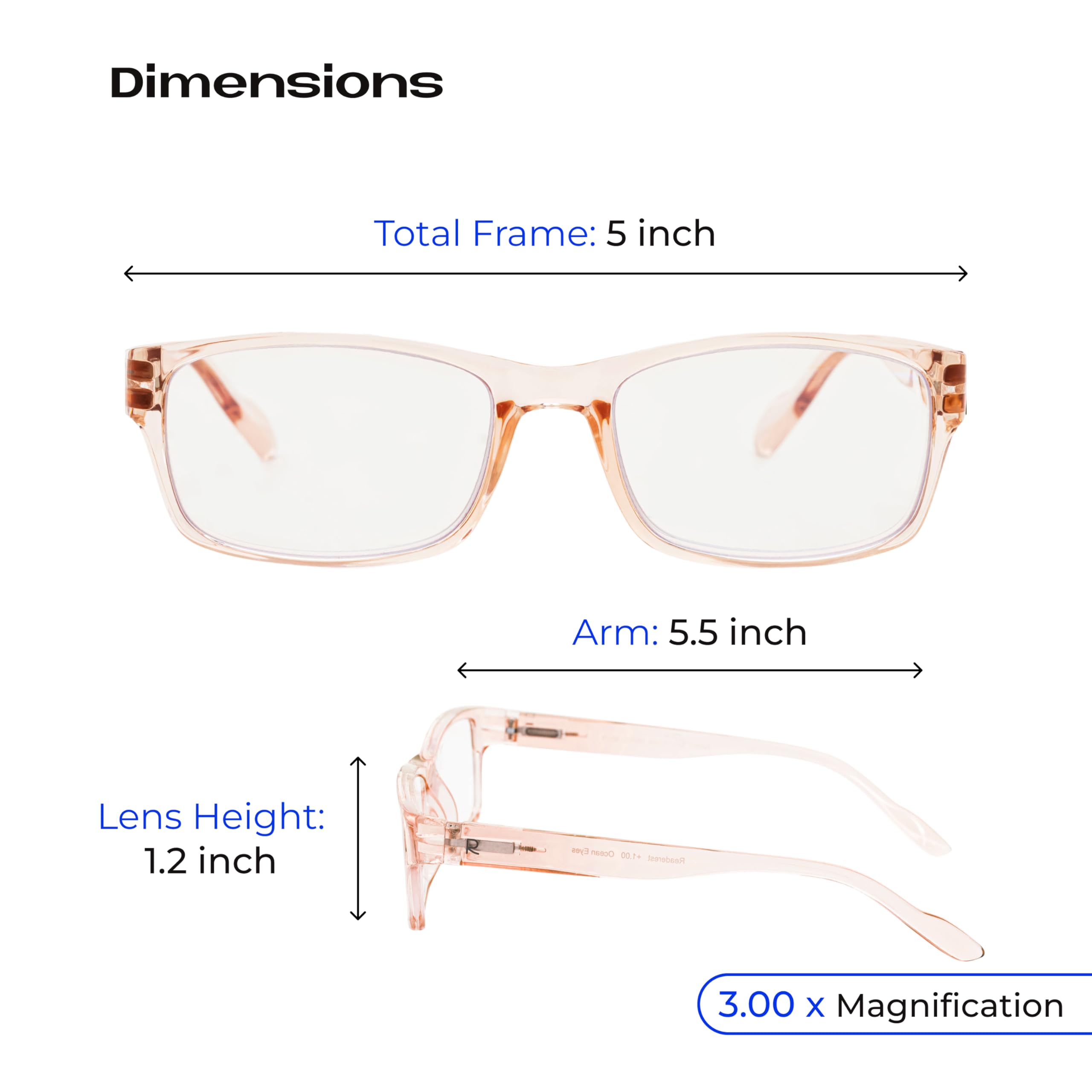 Readerest Blue Light Blocking Reading Glasses (Blush, 1.50 Magnification) Computer Eyeglasses With Thin Reflective Lens, Antiglare, Eye Strain, UV Protection, Stylish For Men And Women