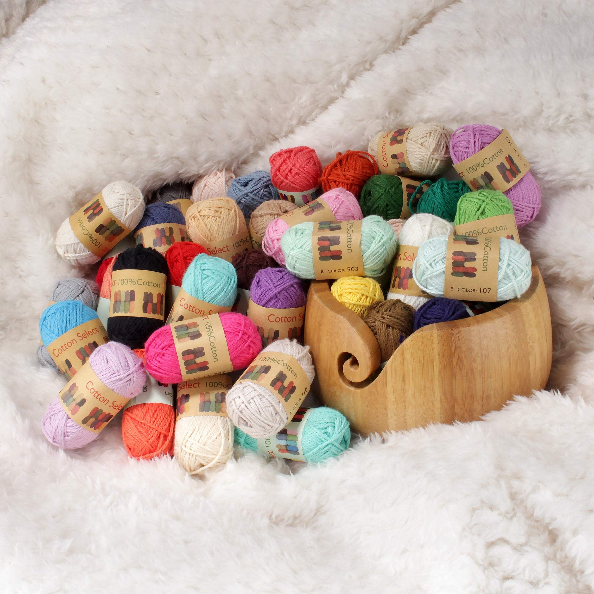 JubileeYarn Cotton Select Bonbon Yarn - Variety Pack - 10x10g Mini Ball - 1 Pack